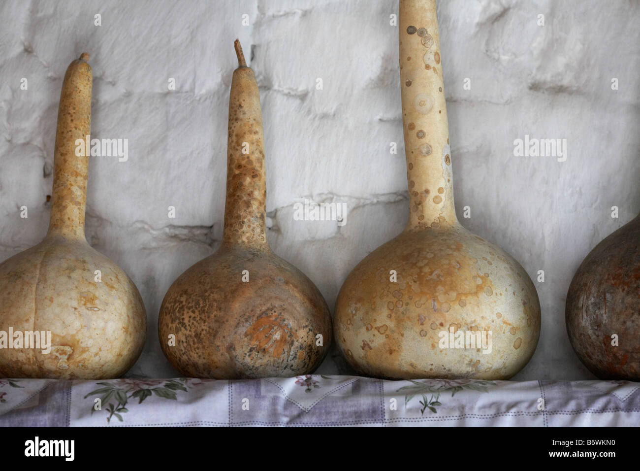 Old Gourds on a Shelf in Ancient Village House Stock Photo - Alamy