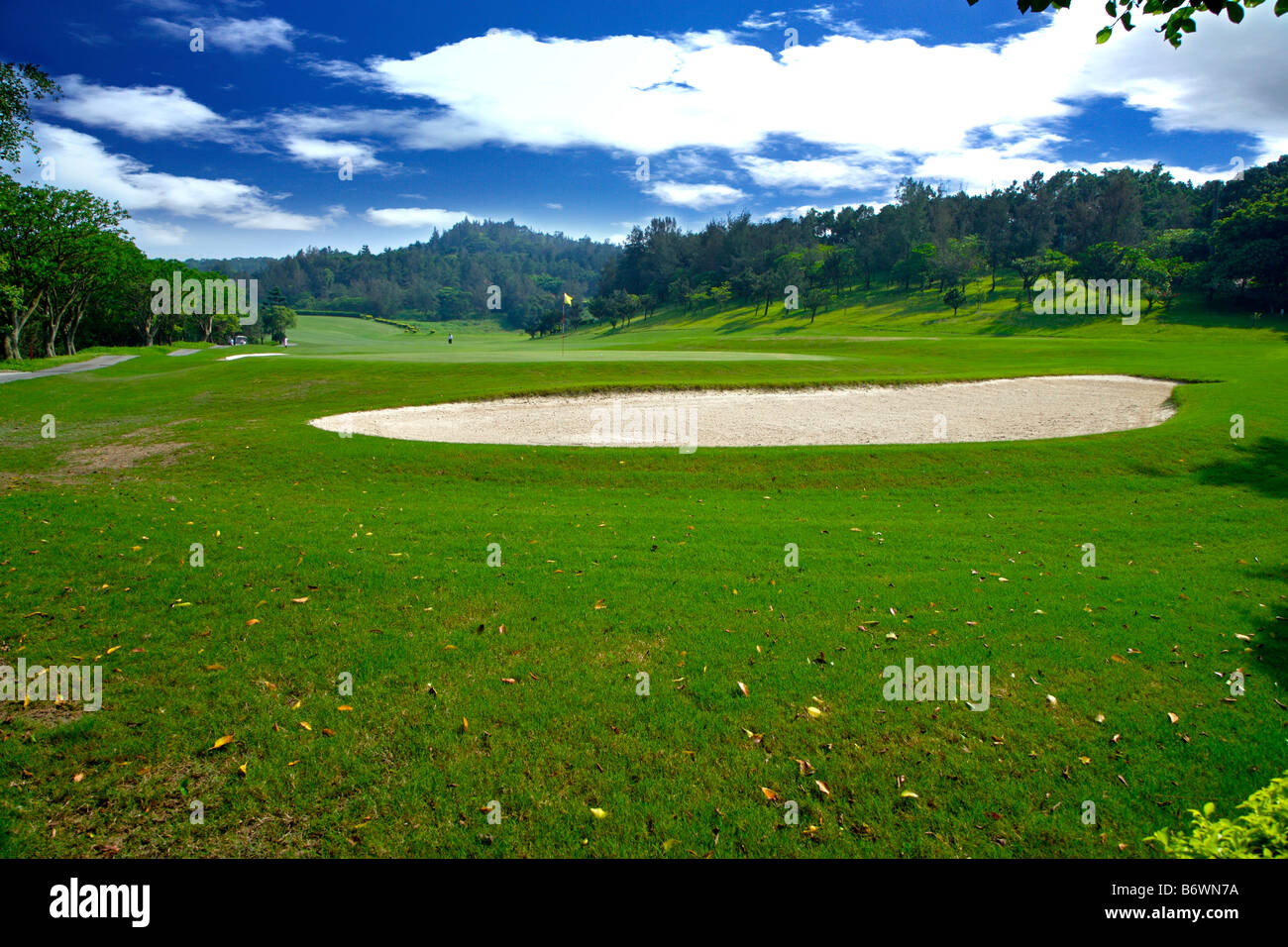 Sand trap in golf course Stock Photo - Alamy