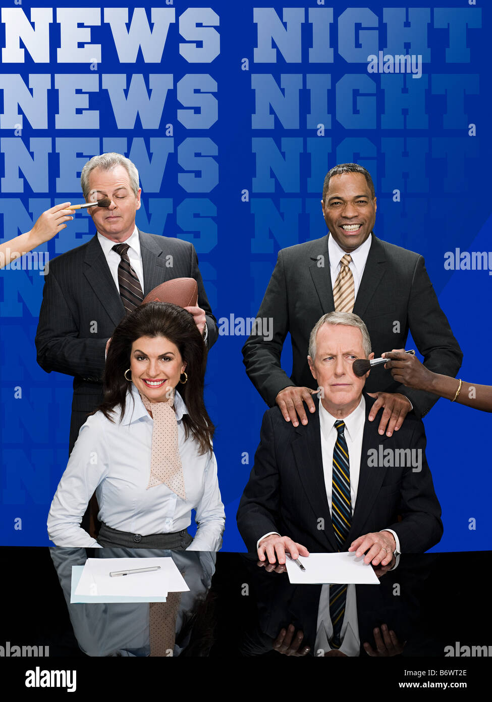 News presenters in make up Stock Photo - Alamy