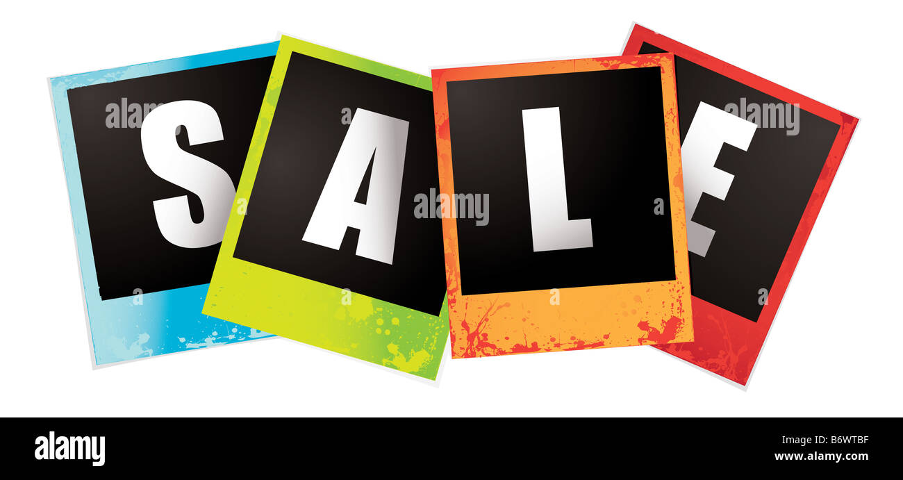 Collection of four multi coloured instant sale photographs Stock Photo ...
