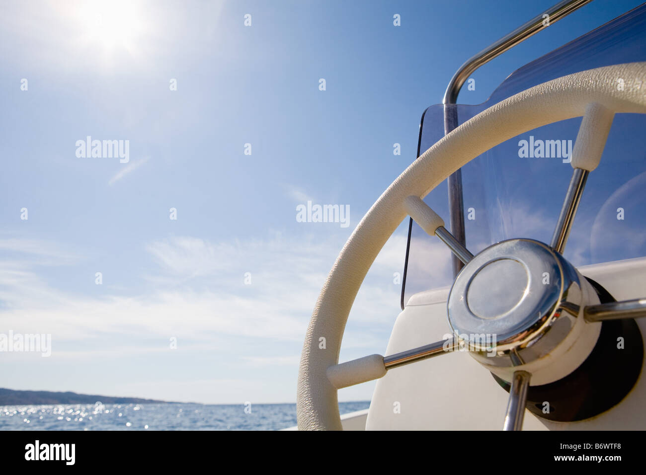 Steering wheel of a speed boat Stock Photo - Alamy