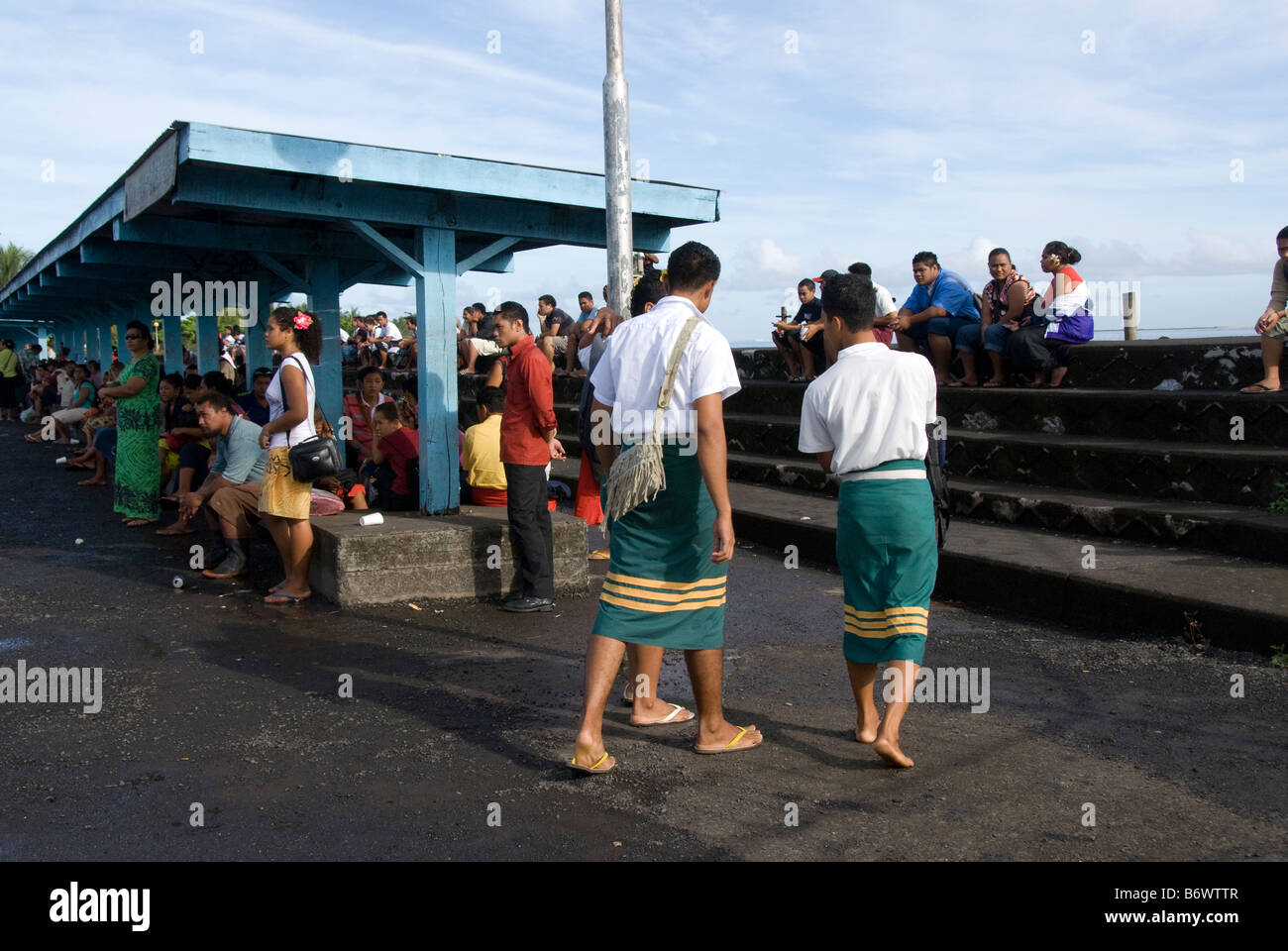 School pupils at bus station, Apia, Samoa Stock Photo - Alamy