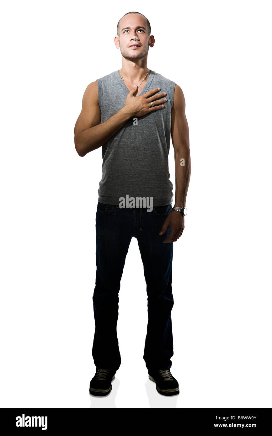 One hand on his chest Cut Out Stock Images & Pictures - Alamy