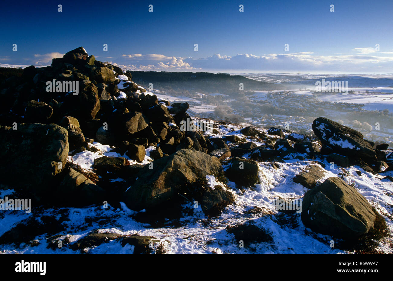 Winter snow over Rothbury in Coquetdale, Northumberland National Park ...