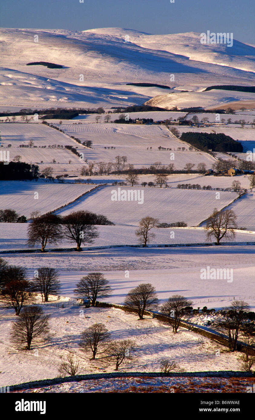 Coquetdale and the Cheviot Hills in winter, near Rothbury ...