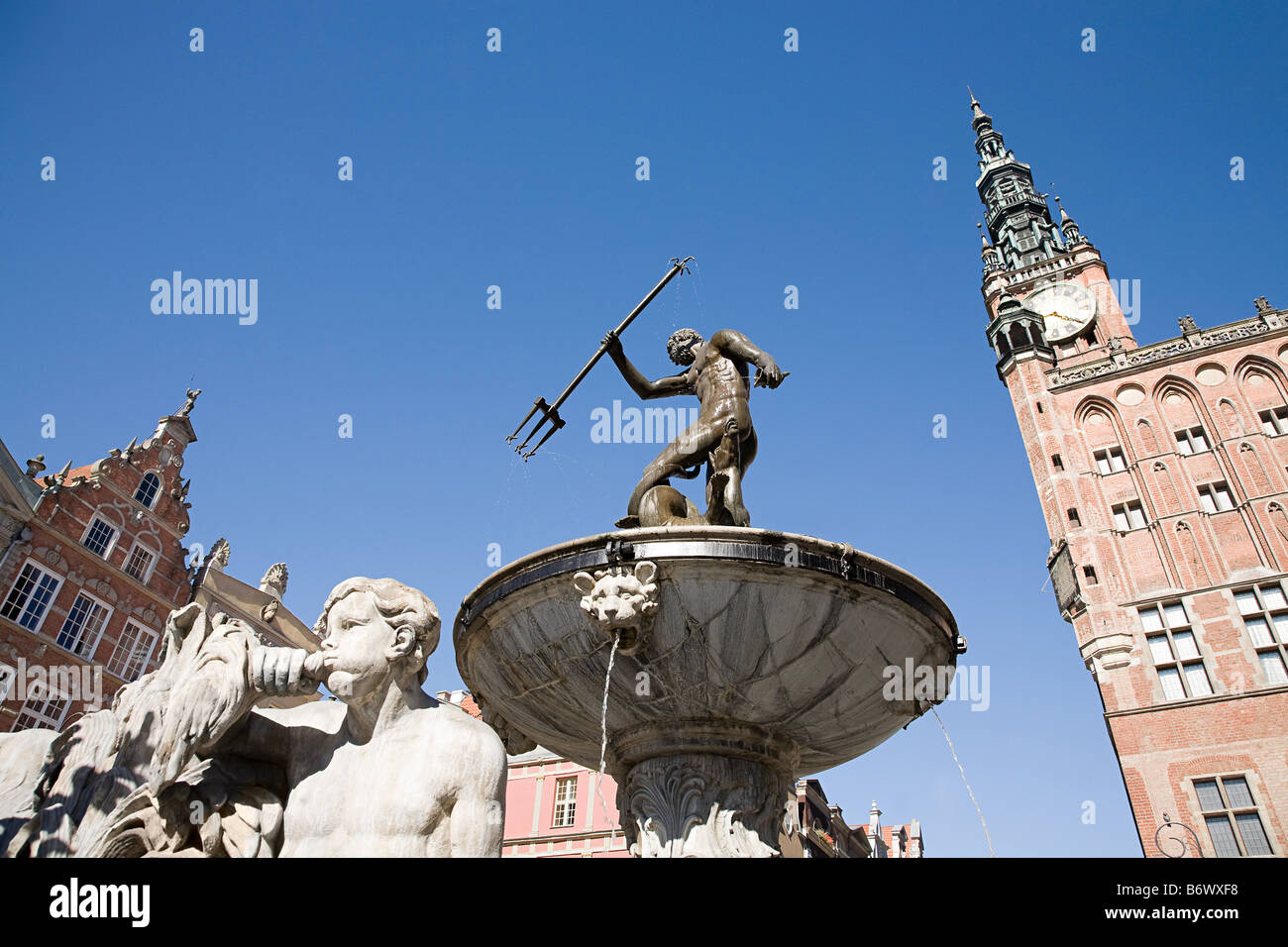 Neptune fountain dlugi targ Stock Photo - Alamy