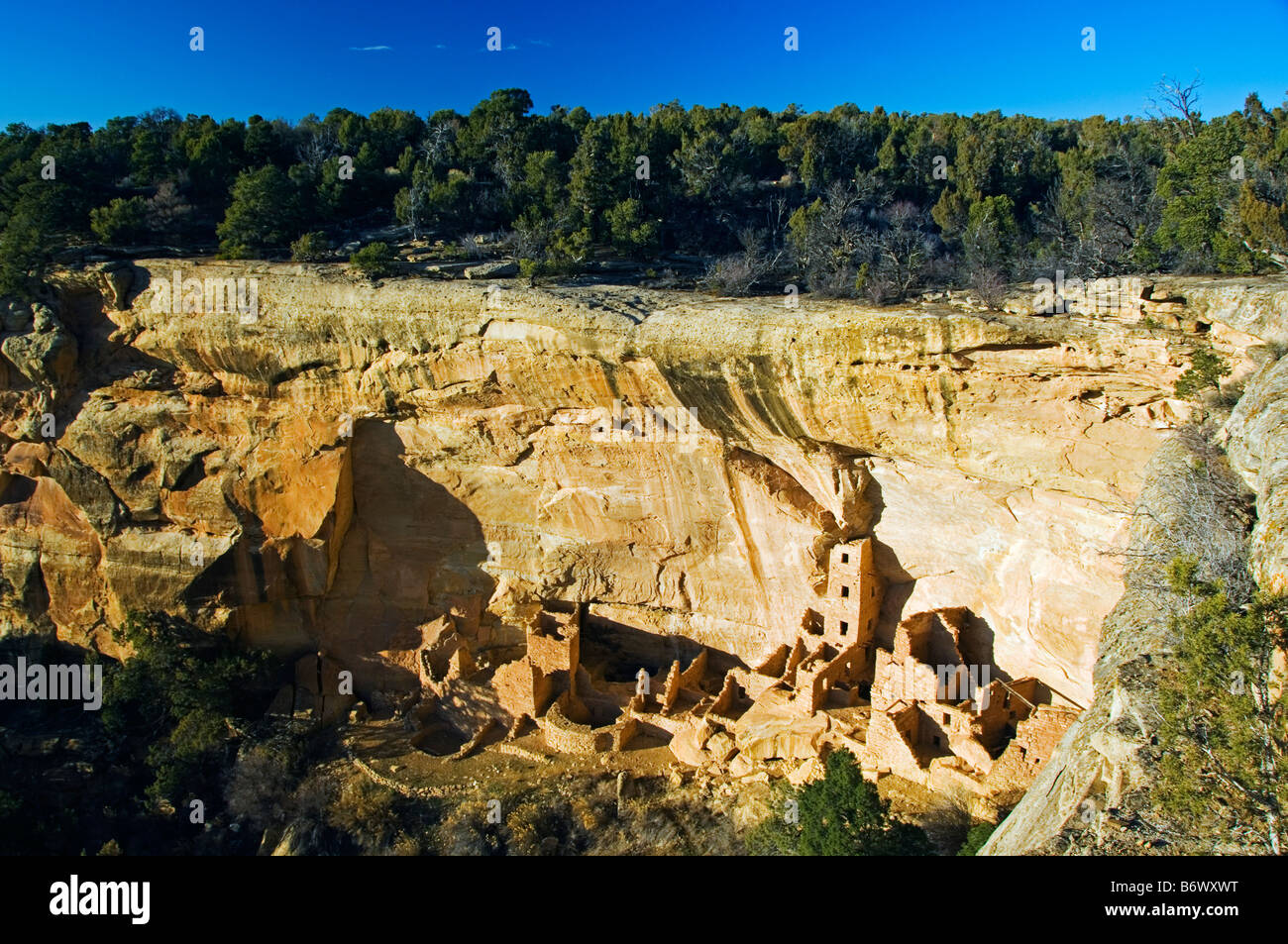 USA, Colorado, Mesa Verde National Park,Top Loop Road Ruins, Pueblo ...