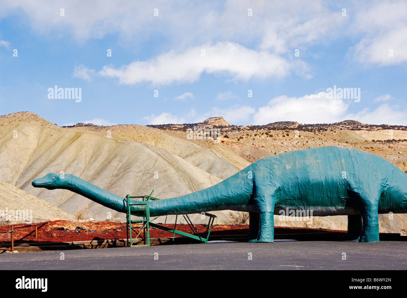 USA, Utah, Dinosaur National Monument. Model of a Brontosaurus Stock ...