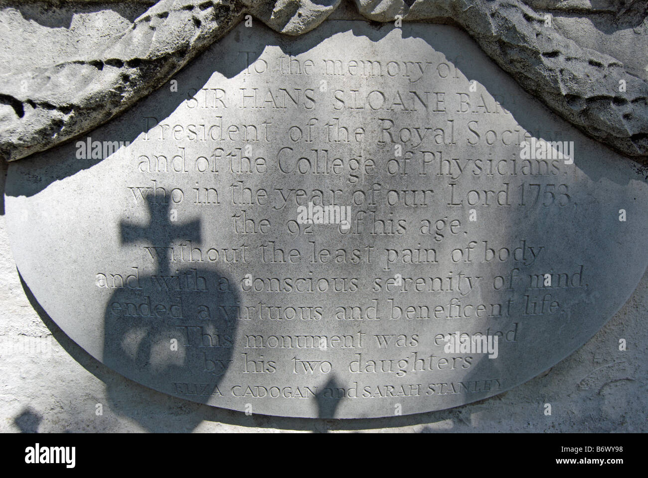 inscription on the 1753 grave of physician and collector sir hans ...