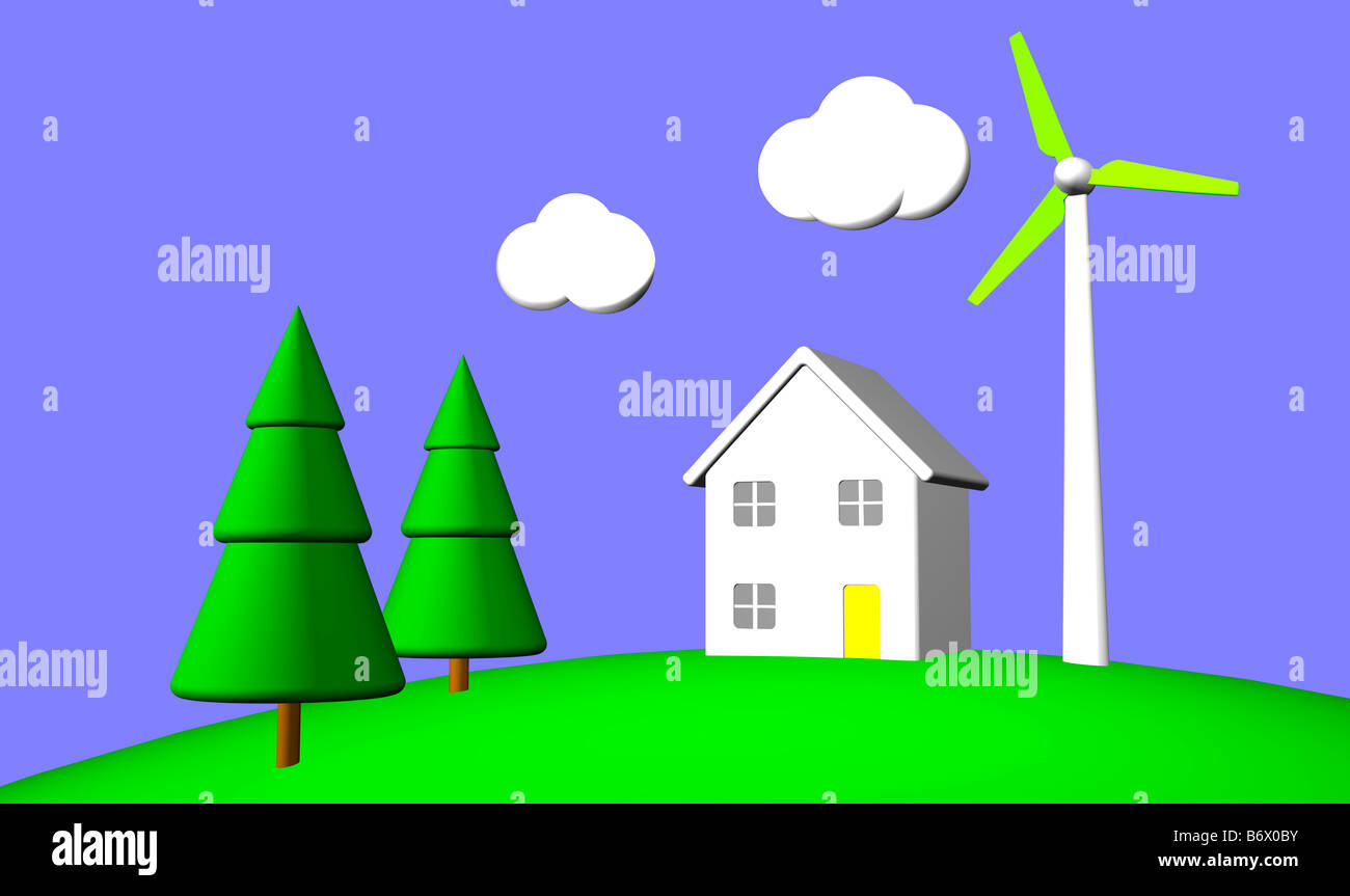 House and wind turbine Stock Photo - Alamy