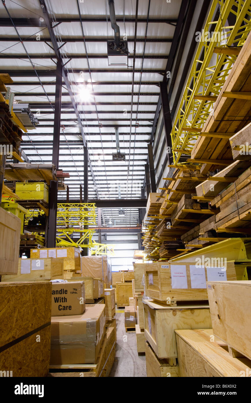 Crates in a warehouse Stock Photo - Alamy