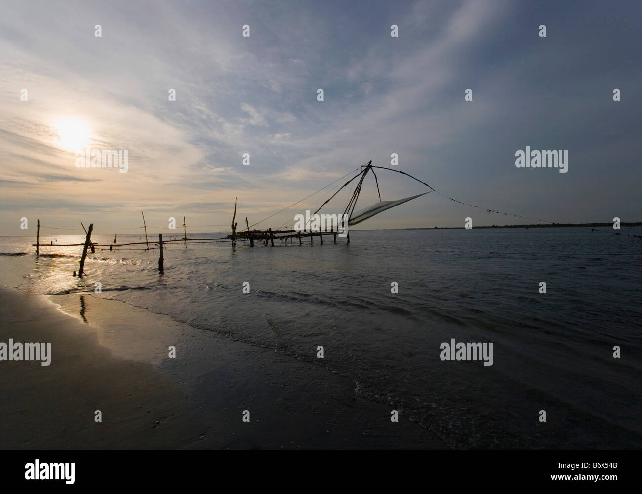 Chinese fishing net at a harbor, Cochin Harbor, Cochin, Kerala, India ...