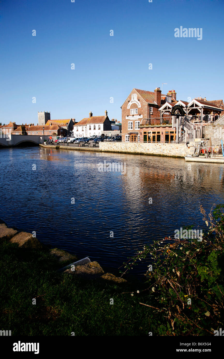 Late Autumn view showing The Old Granary Restaurant on Wareham Quay and ...