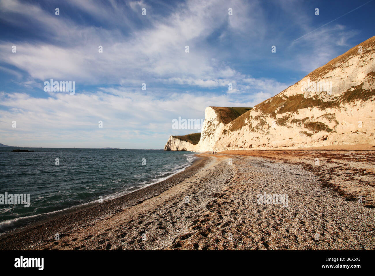View of the cliffs from the shingle beach at Durdle Door on Dorset's ...