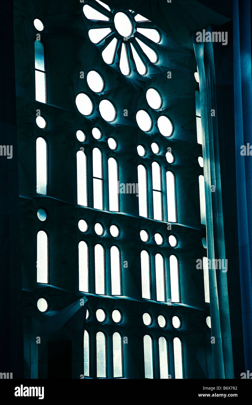 Window detail inside Gaudi's La Sagrada Familia, Barcelona,Spain Stock ...