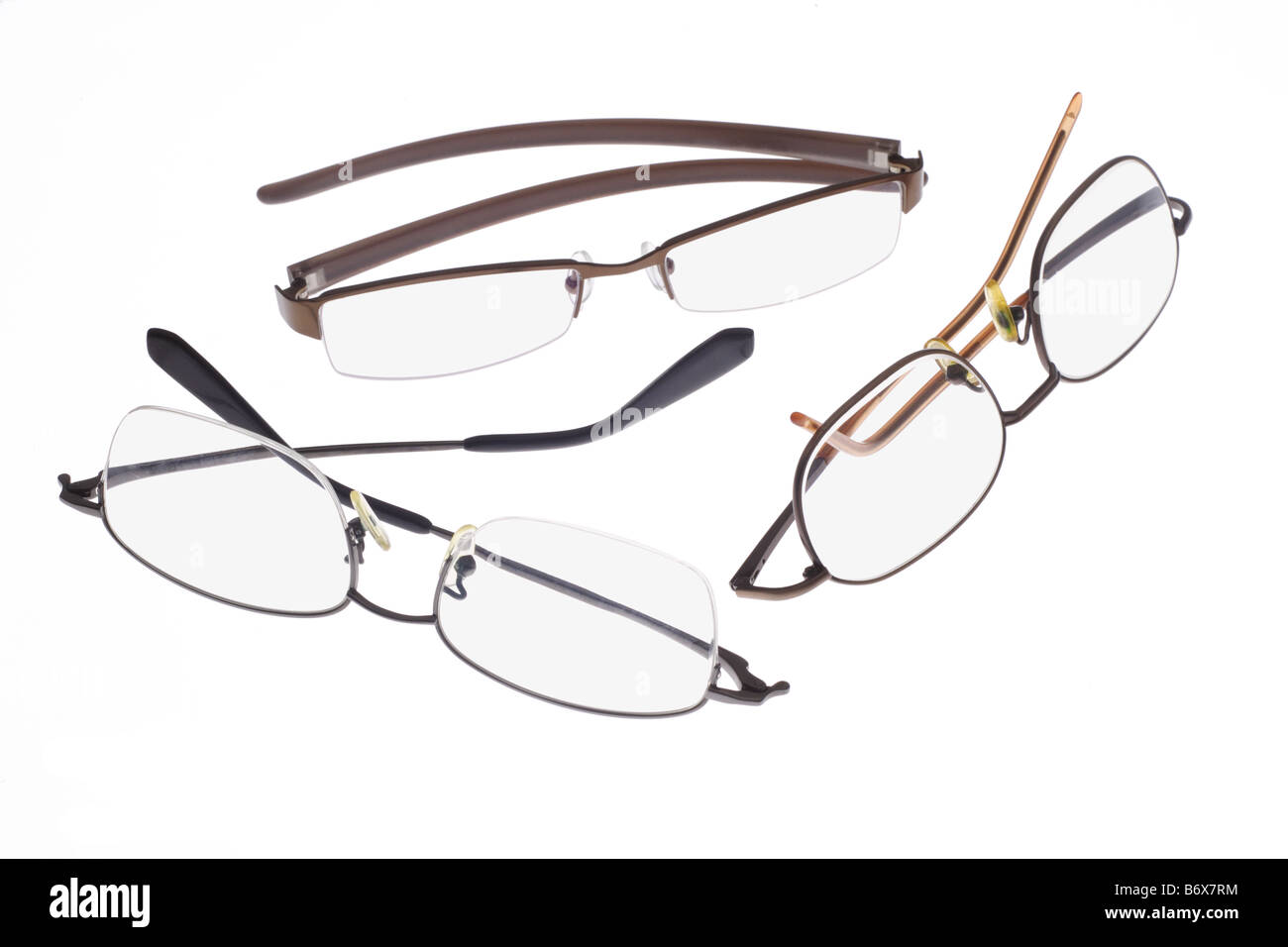 Three pairs of spectacles isolated on white background Stock Photo - Alamy