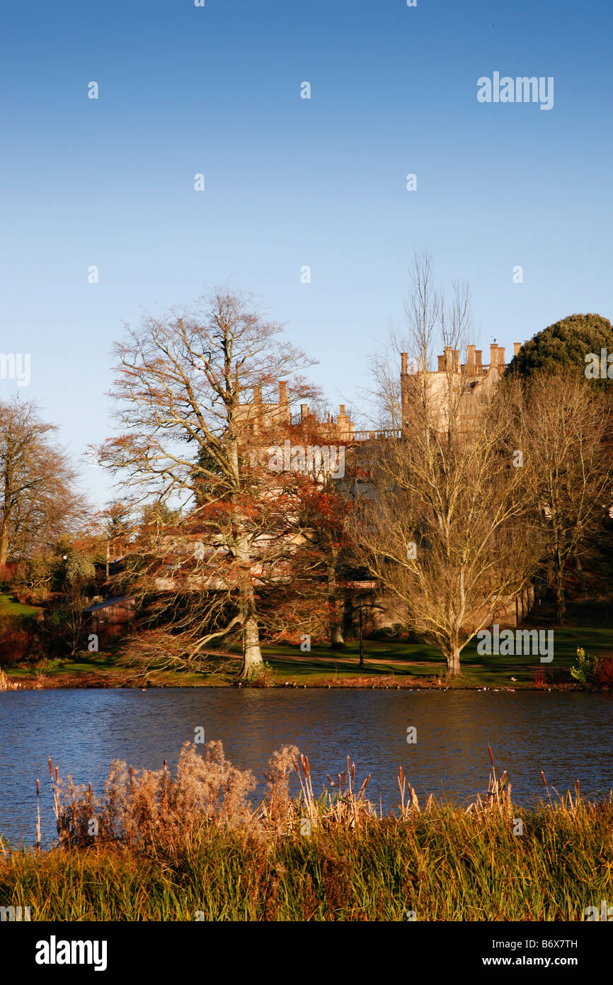 Winter's view of Sherborne Castle from across the lake designed by ...