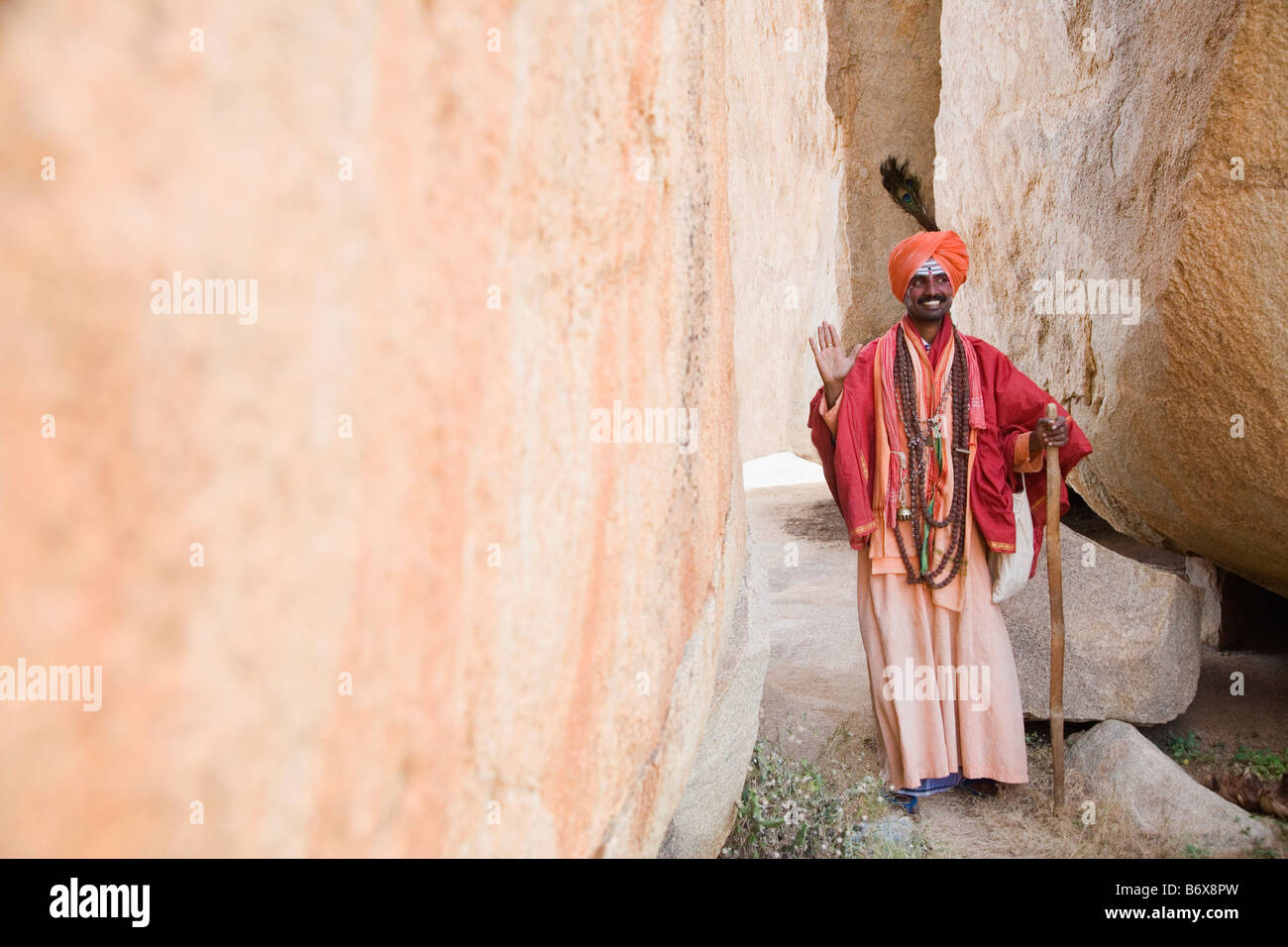 Sadhu with a stick hi-res stock photography and images - Alamy