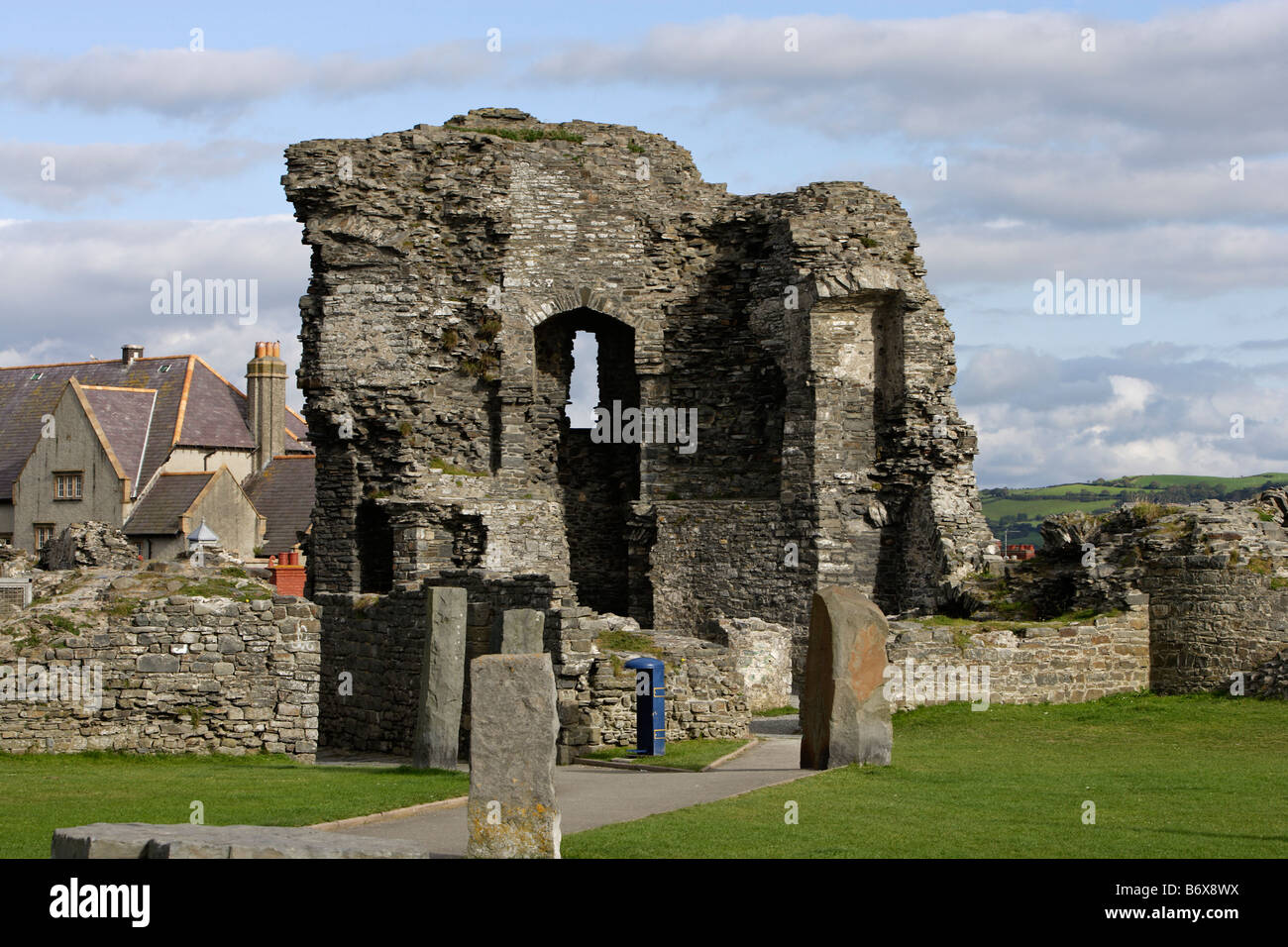 Aberystwyth Castle ruins 1277 by Edward Ist Ceredigion Wales UK Stock ...