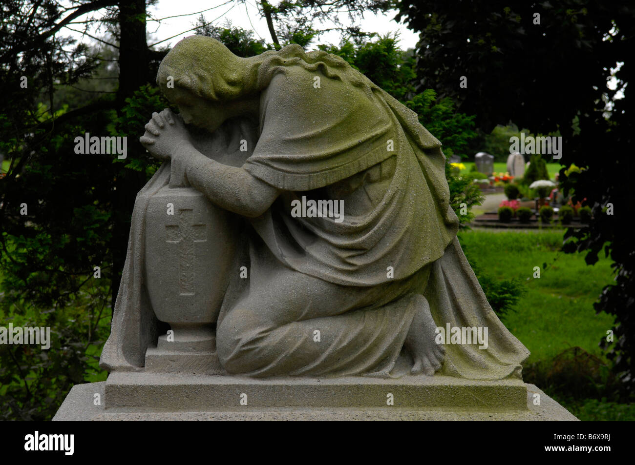 female statue headstone grave cemetery graveyard gothic germany ...