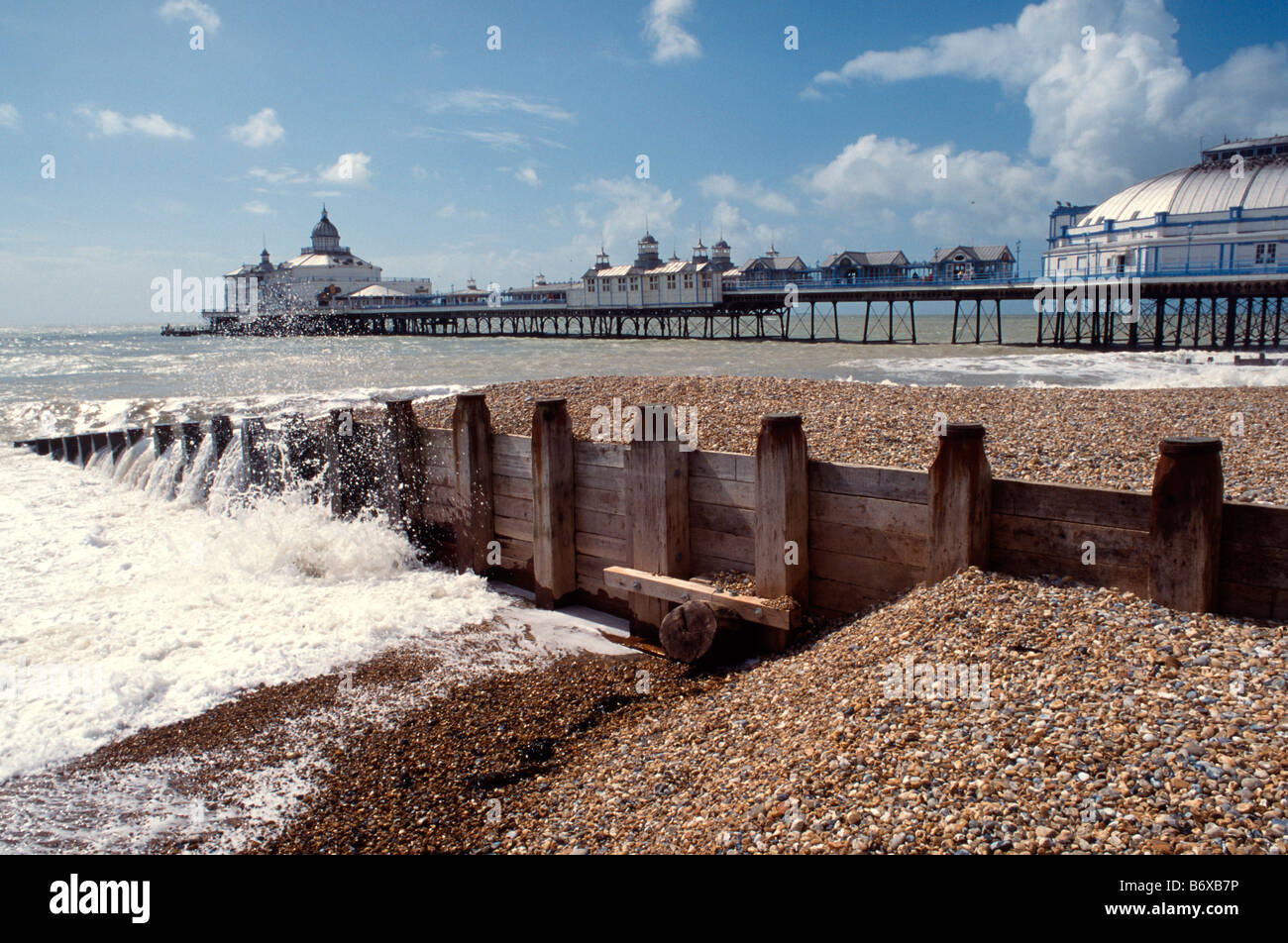 eastbourne pier and pebble beach east sussex england uk gb Stock Photo ...