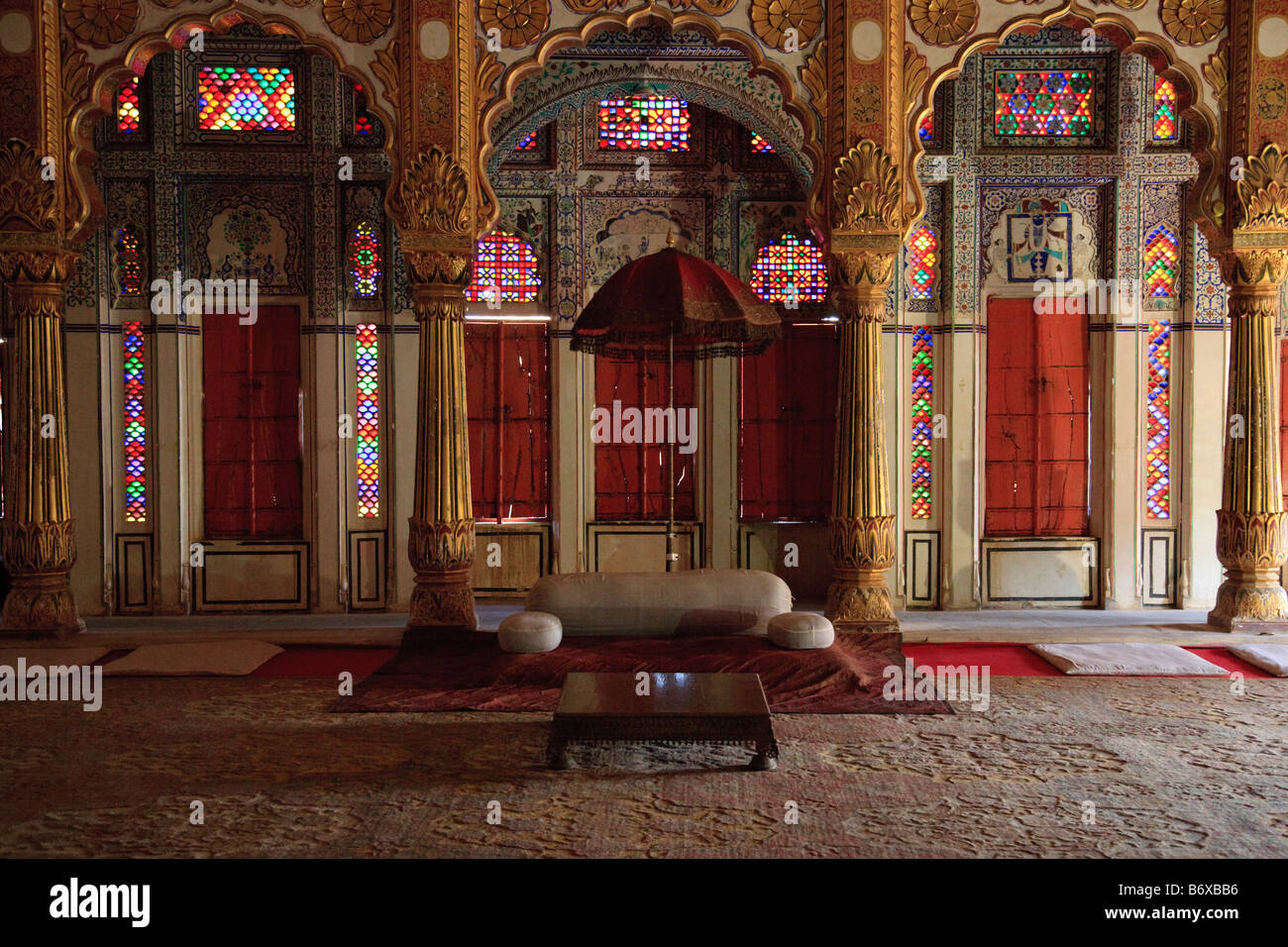 Interior of the Phool Mahal palace at Mehrangarh Fort in Jodhpur, India ...
