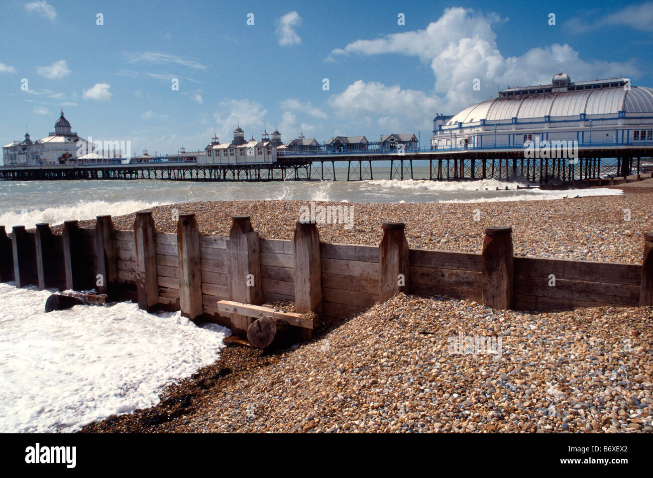 eastbourne pier and pebble beach east sussex england uk gb Stock Photo ...