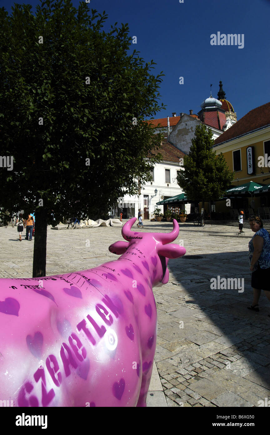 Hungary, Pecs, Cow Parade Statue Stock Photo - Alamy