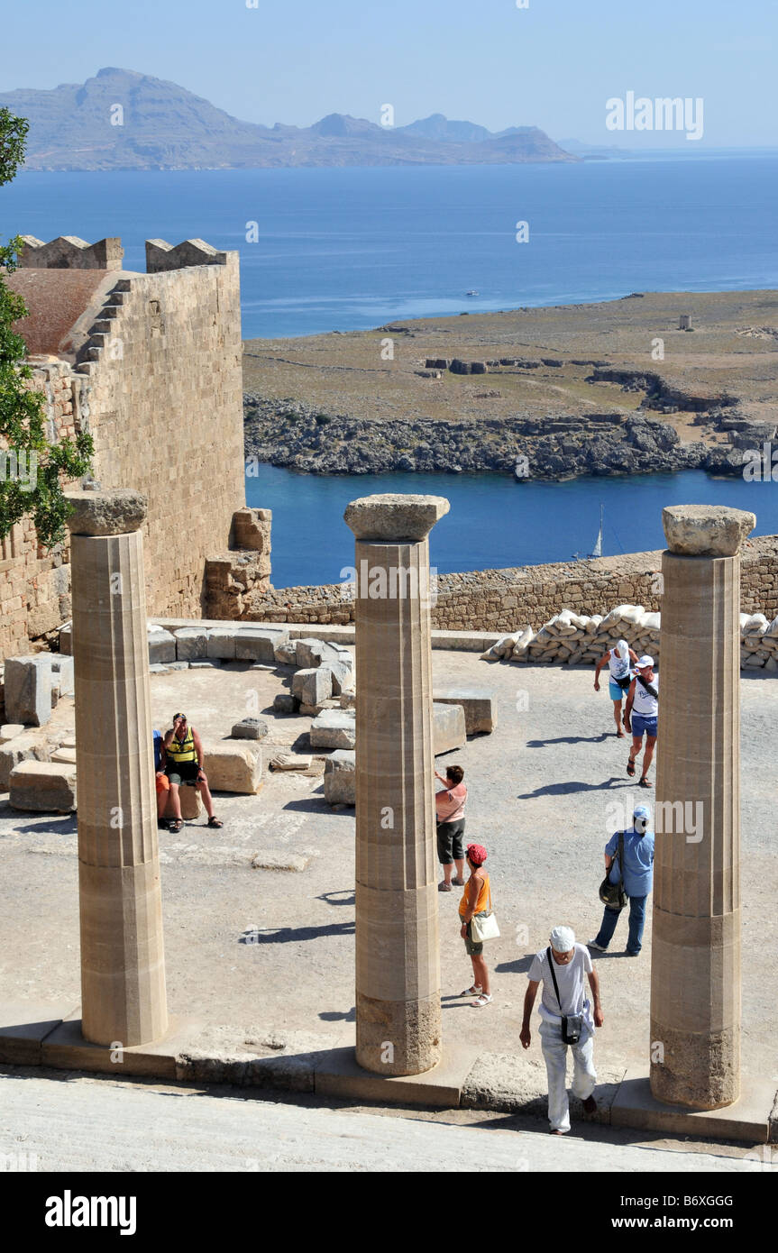 Ancient Acropolis in Lindos on the Greek Island of Rhodes Stock Photo ...