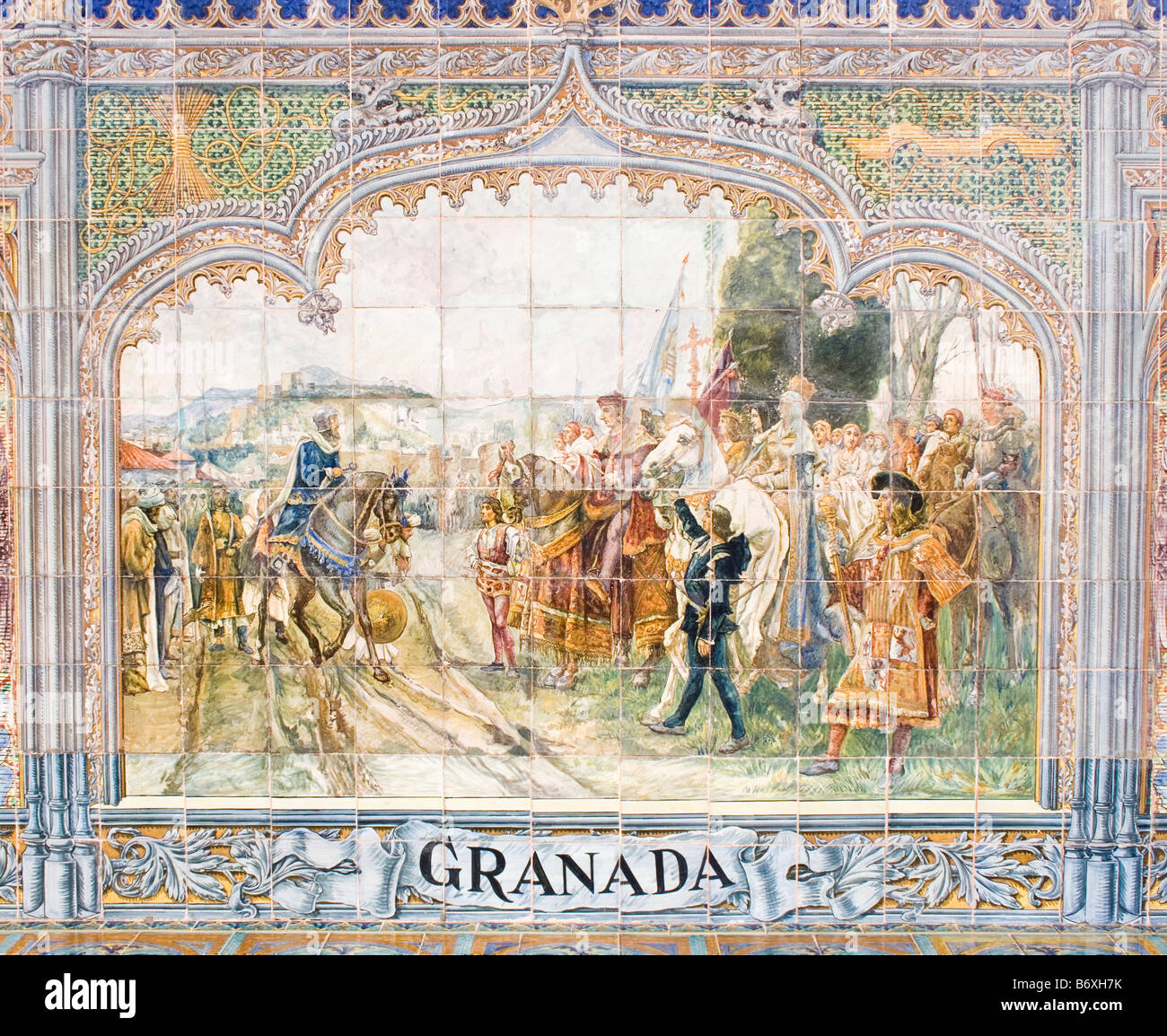 Seville Spain Ceramic tiles in the Plaza de España Stock Photo - Alamy