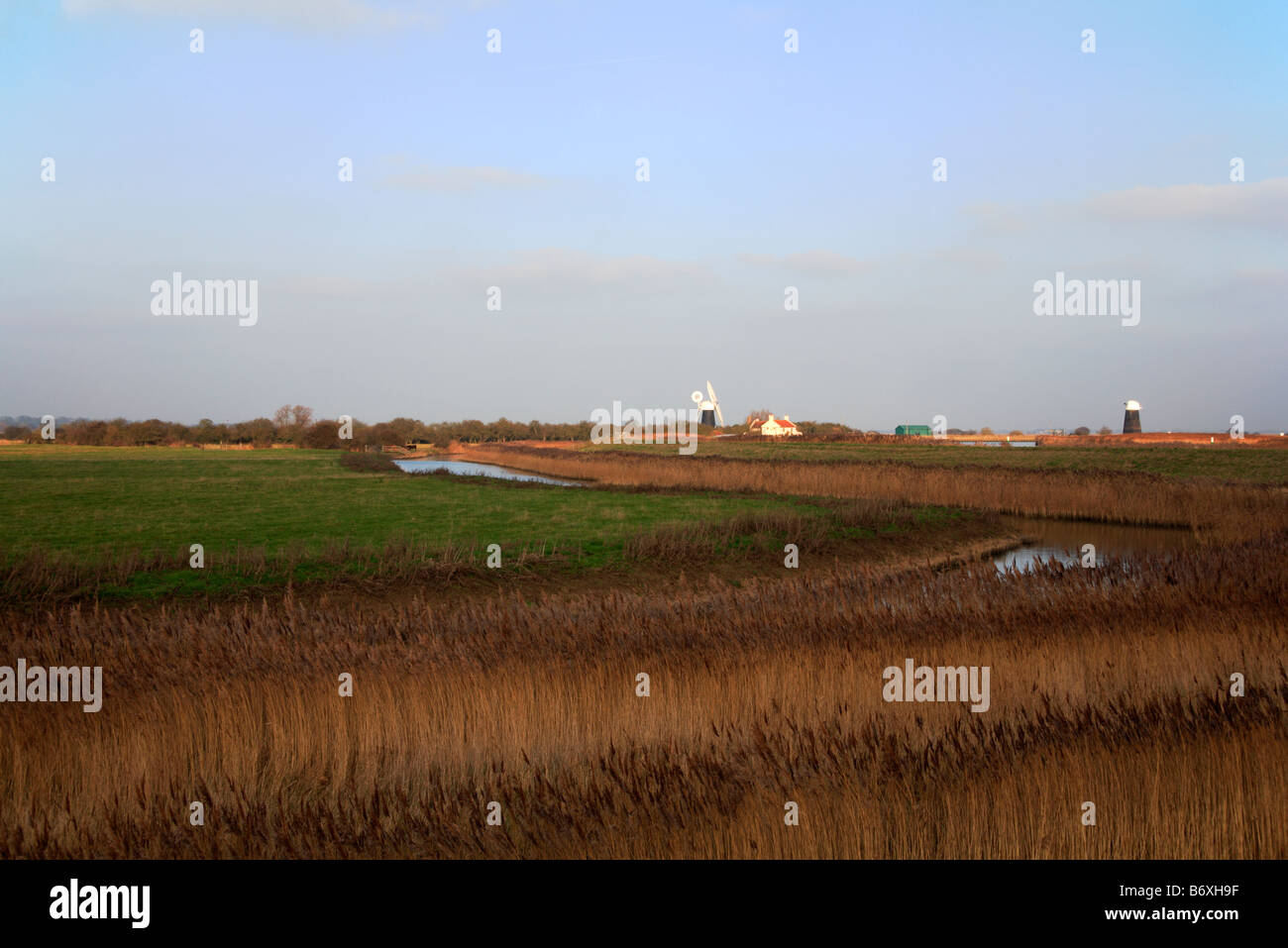 Norfolk Broads landscape at Seven Mile House by the River Yare at ...