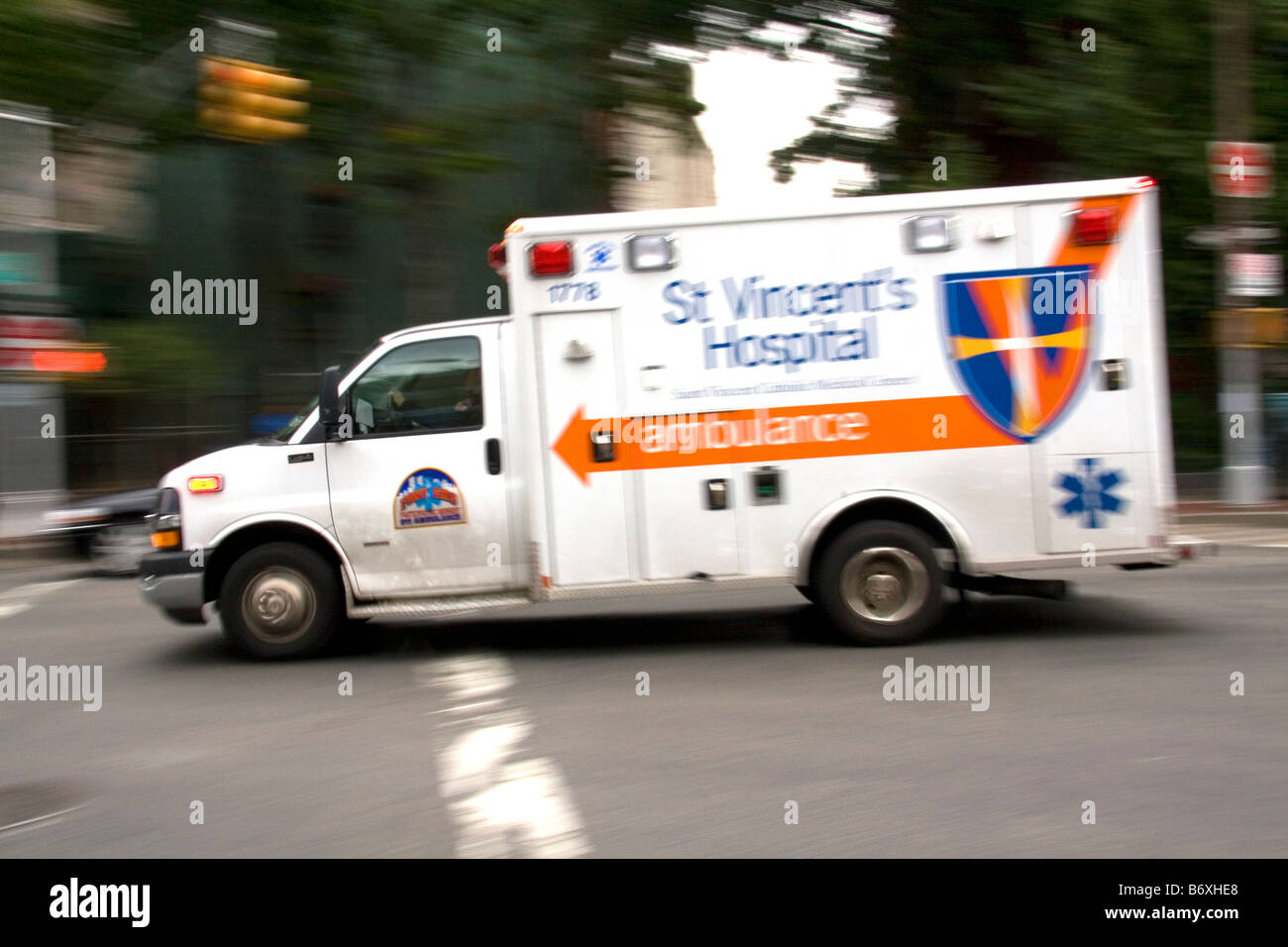 Ambulance in motion in Manhattan New York City New York USA Stock Photo ...