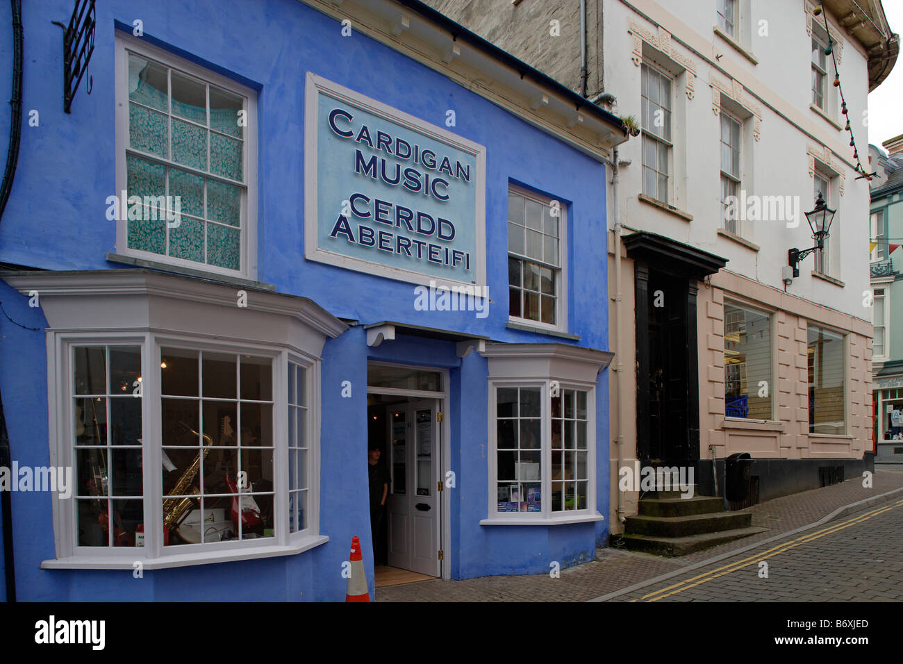 Cardigan St Mary Street typical buildings Ceredigion Wales UK Stock ...