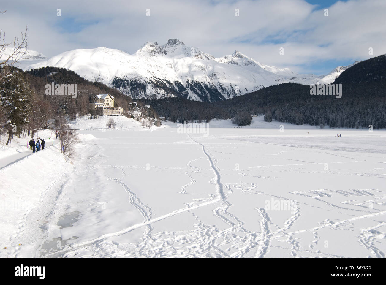 St Moritz lake frozen Switzerland Stock Photo - Alamy