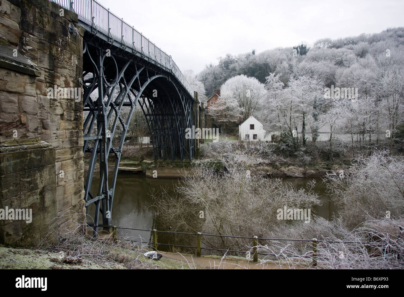 View of the bridge at Ironbridge, the worlds first bridge made of iron ...
