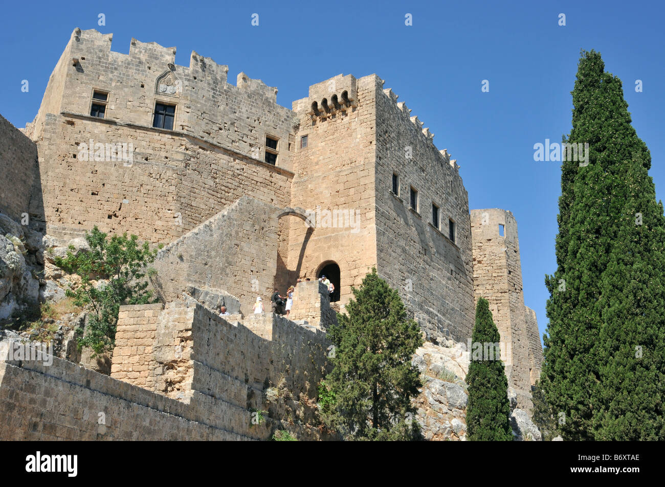 Ancient Acropolis in Lindos on the Greek Island of Rhodes Stock Photo ...
