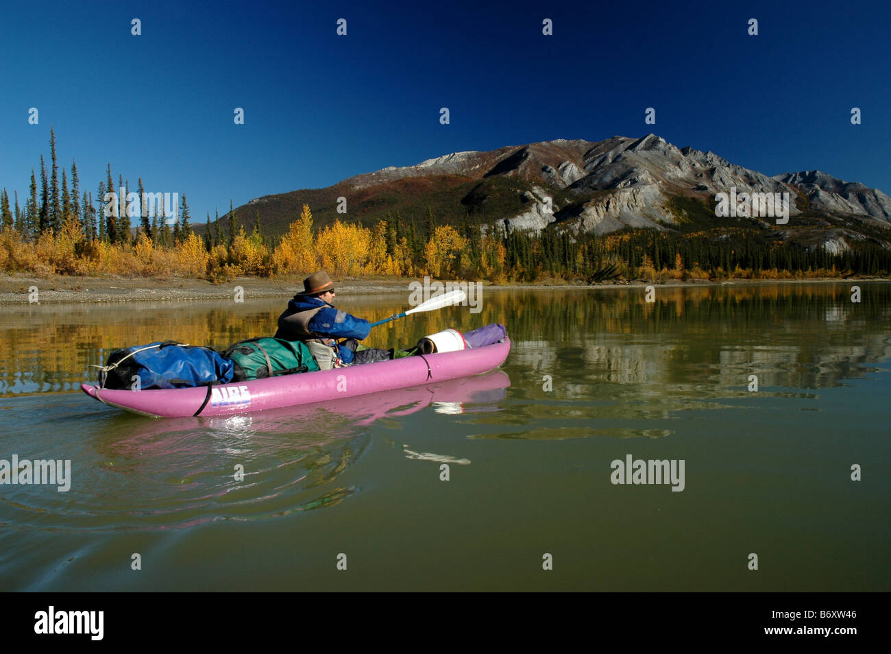 Kayaker on Alatna River Gates of the Arctic National park Alaska Stock ...
