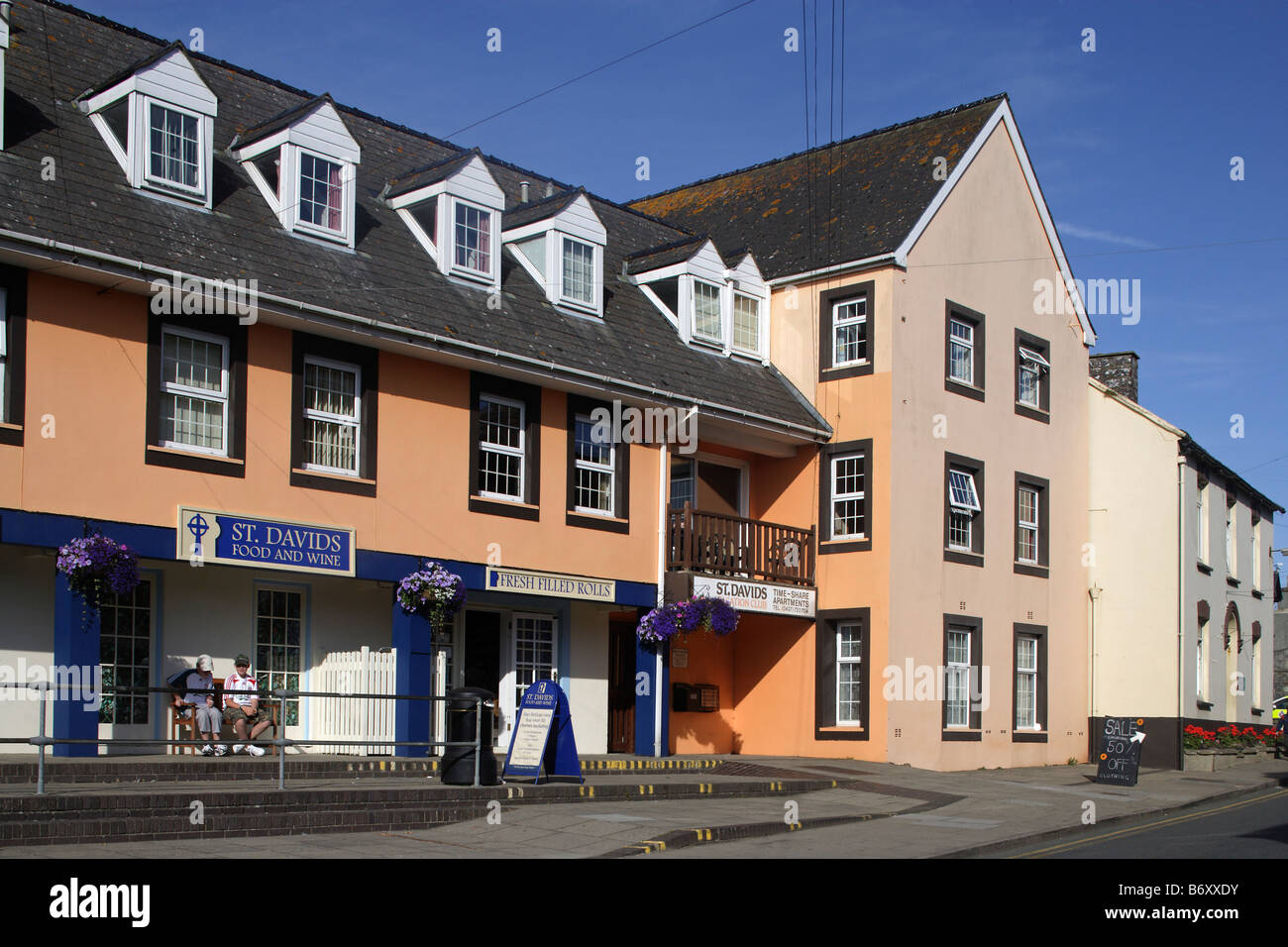 St David town center typical buildings Pembrokeshire Wales UK Stock ...