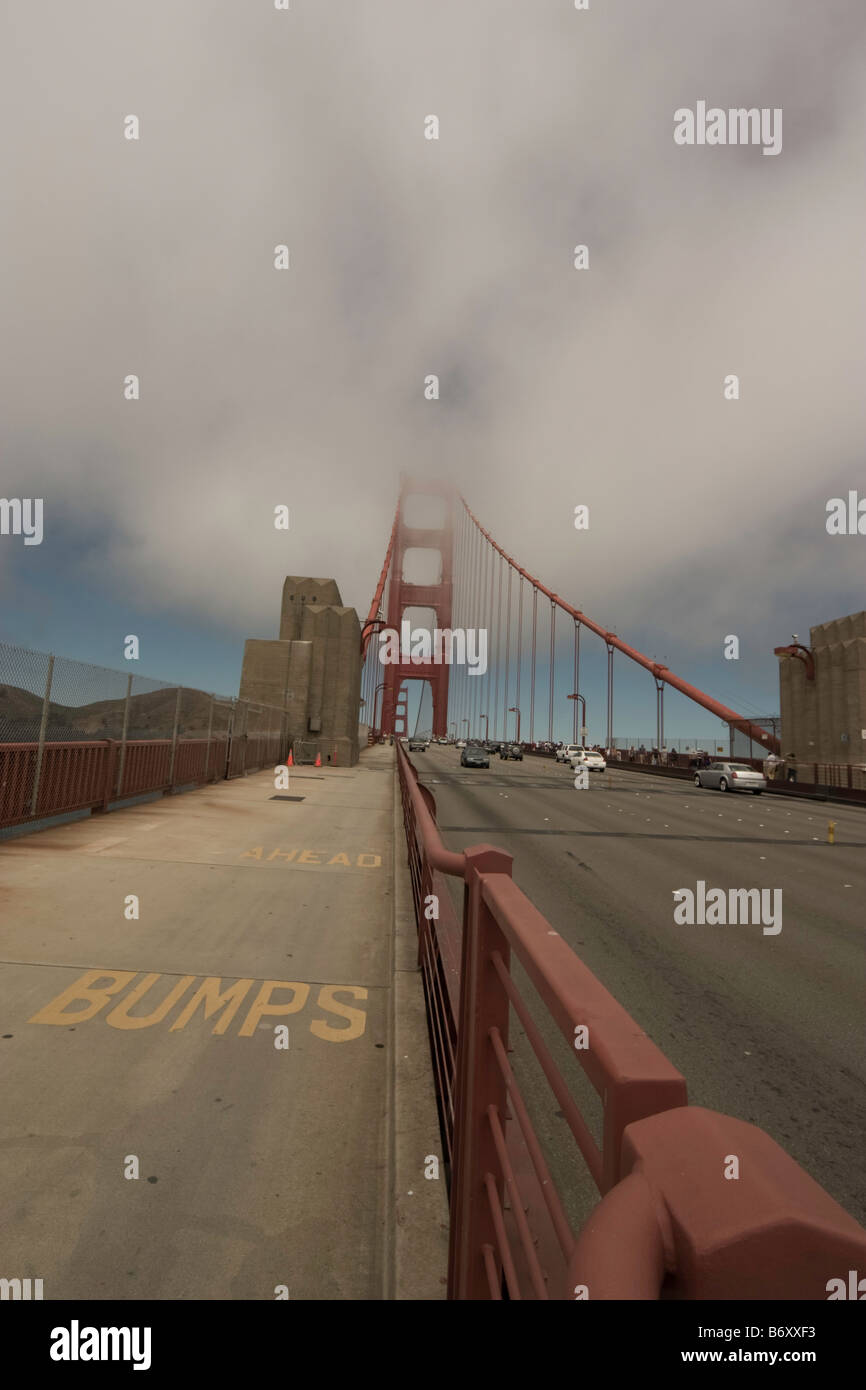 View along walkway and road of Golden Gate Bridge, golden gate bridge ...