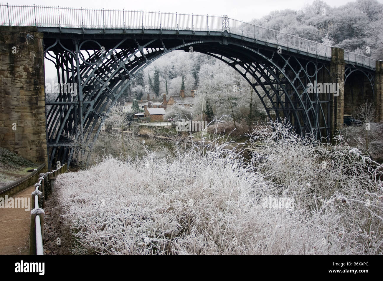 View of the bridge at Ironbridge, the worlds first bridge made of iron ...