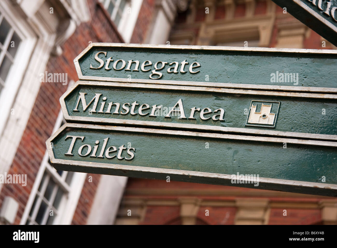 The city of York, England, signpost showing the direction to the ...