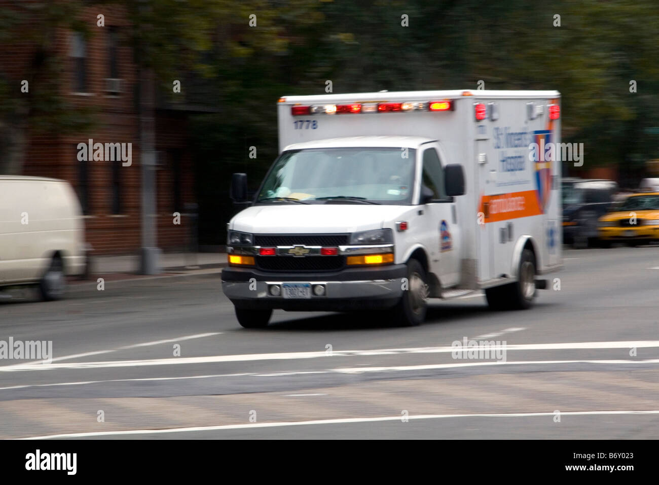 Ambulance in motion in Manhattan New York City New York USA Stock Photo ...