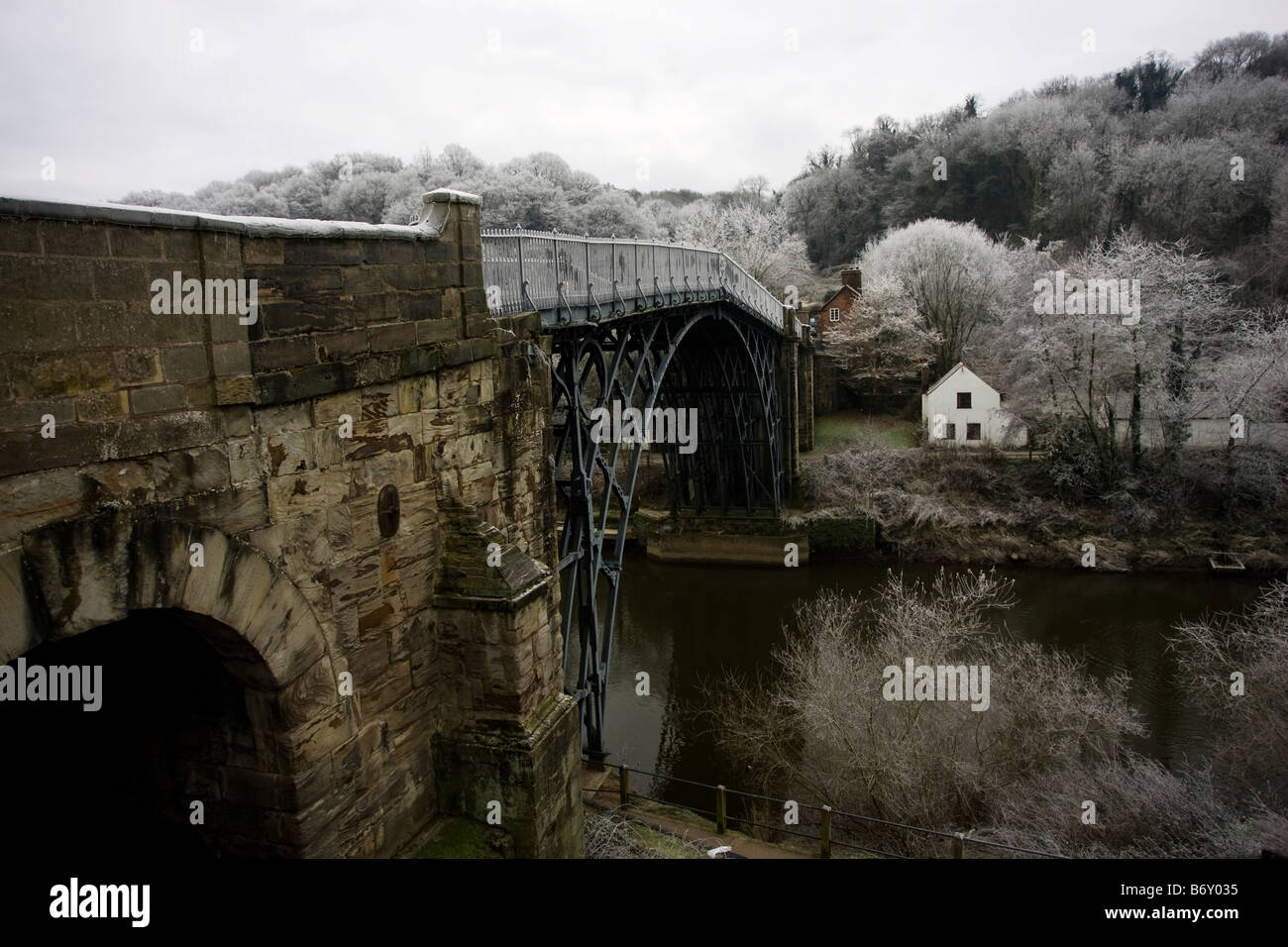 View of the bridge at Ironbridge, the worlds first bridge made of iron ...