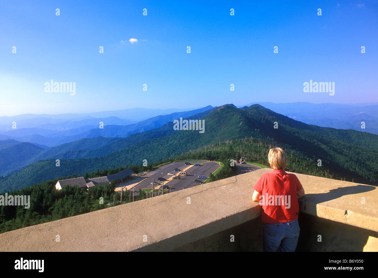 On top of Mt. Mitchell Tower in Mt. Mitchell State Park, Blue Ridge ...