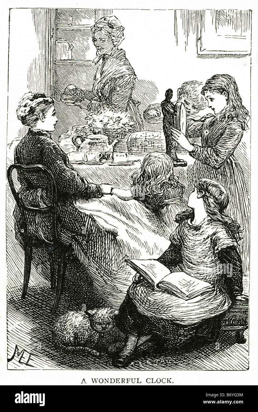 Antique clock drawing engraving hi-res stock photography and images - Alamy