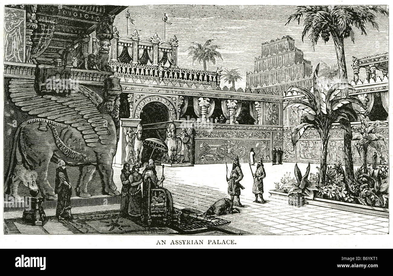 assyrian palace royalty royal court servant slave gold wealth statue ...