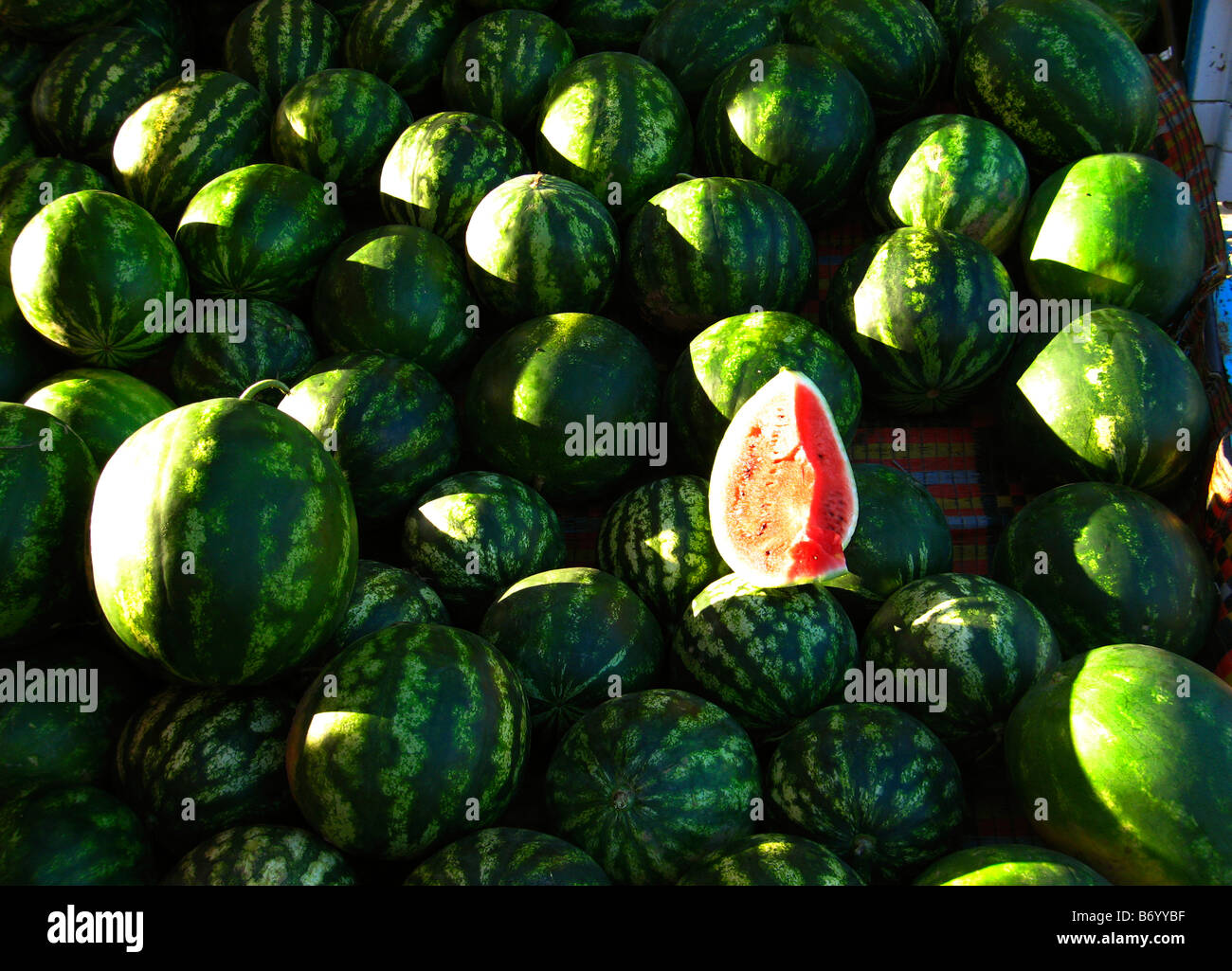 Watermelon at street bazaar Alanya Turkey Stock Photo - Alamy