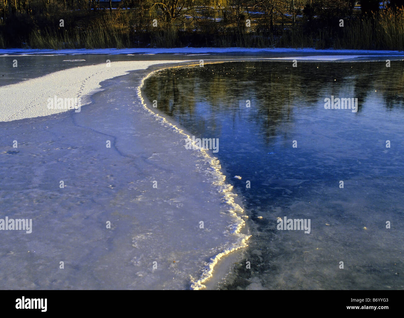 Half frozen river Stock Photo - Alamy