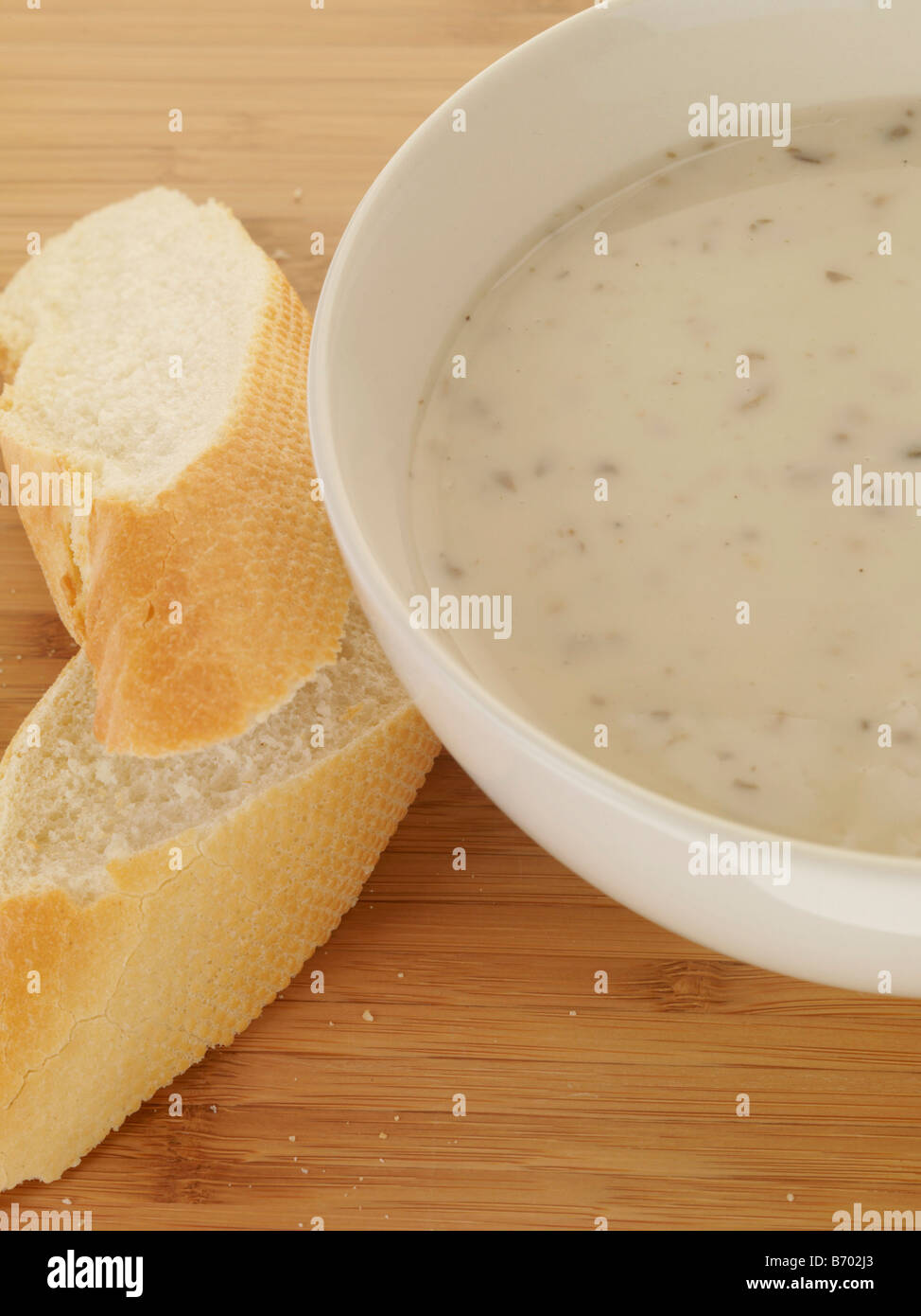 Bowl Of Fresh Thick Vegetarian Mushroom Potage Soup Isolated Against A ...