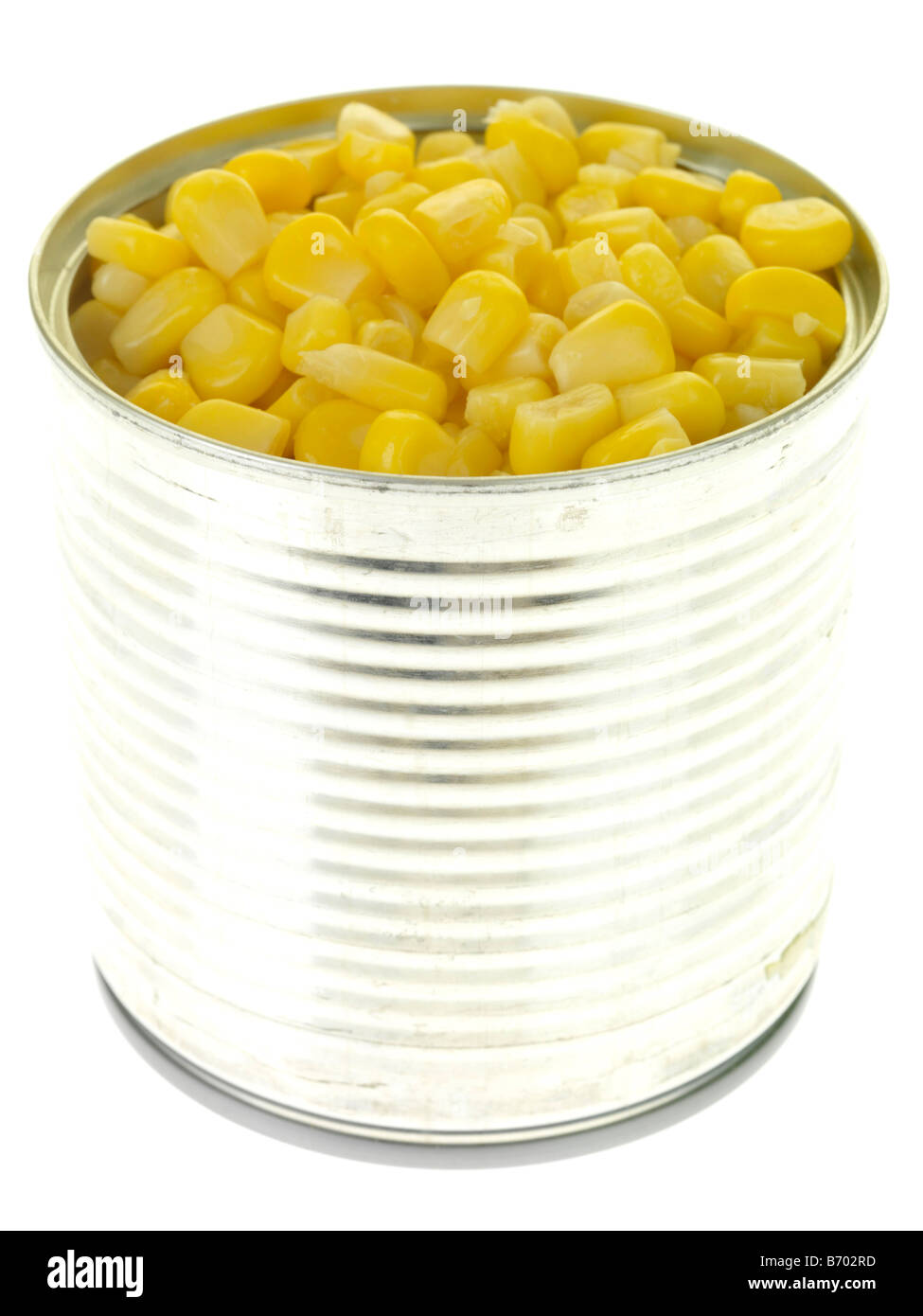 Close Up Top View Of An Open Can Of Sweetcorn Vegetables, Isolated On ...